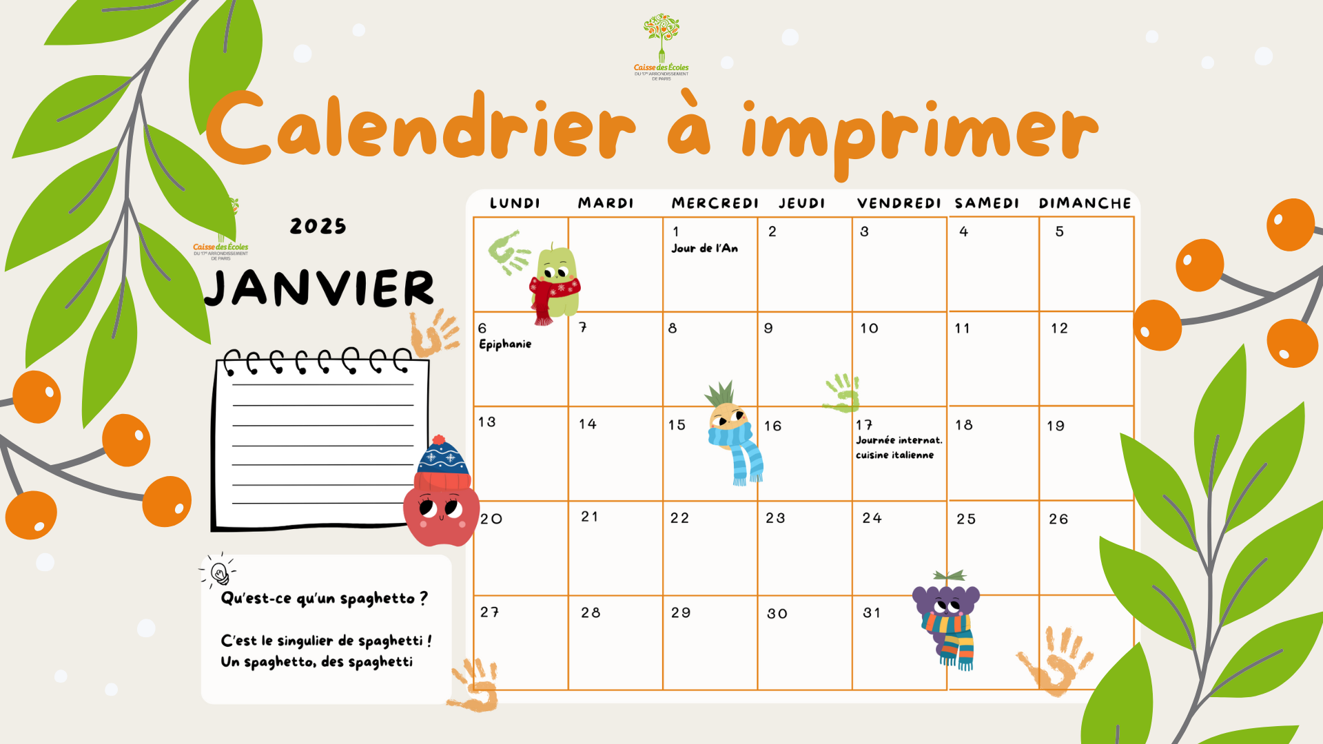 Caisse des Écoles du 17ème arrondissement de Paris – lundi 20 janvier 2025